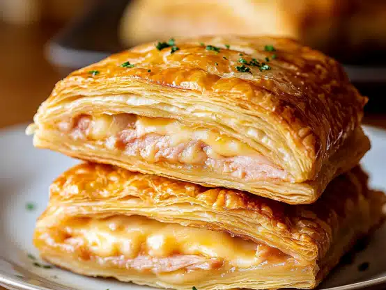 Turkey & Cheese Puff Pastry Stacks