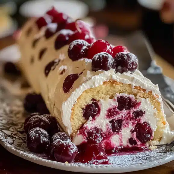 Heavenly Cherry Cheesecake Cake Roll