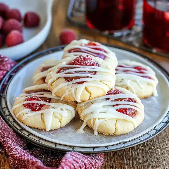 Raspberry Shortbread with White Chocolate Drizzle