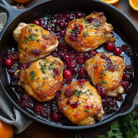 Baked Orange Cranberry Chicken Thighs