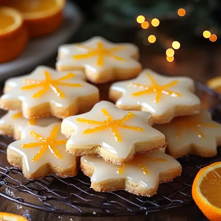 Cardamom Shortbread Cookies with Orange Glaze