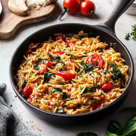 Cheesy Baked Orzo with Vegetables