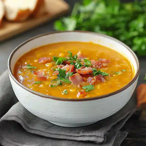 French Lentil Bacon Soup