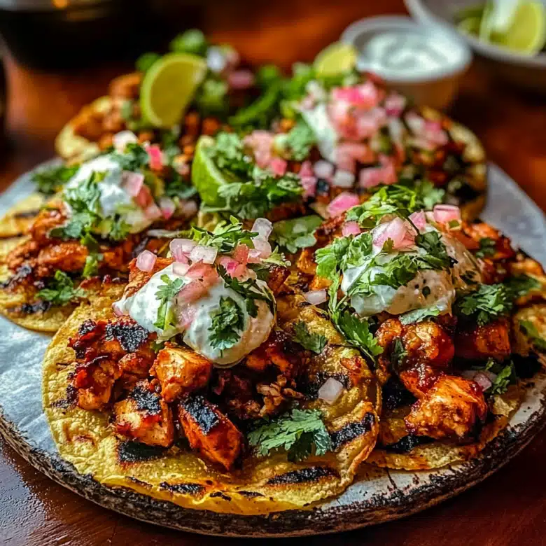 Grilled Spicy Mexican Chicken Tostadas