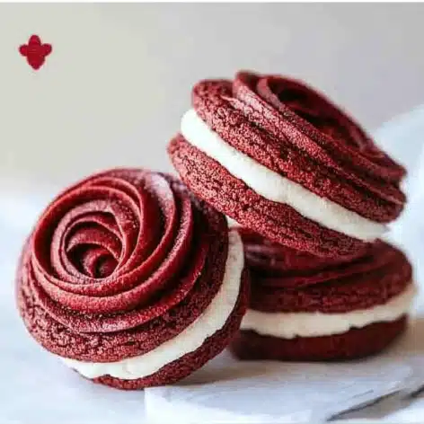 Red Velvet Rose Sandwich Cookies